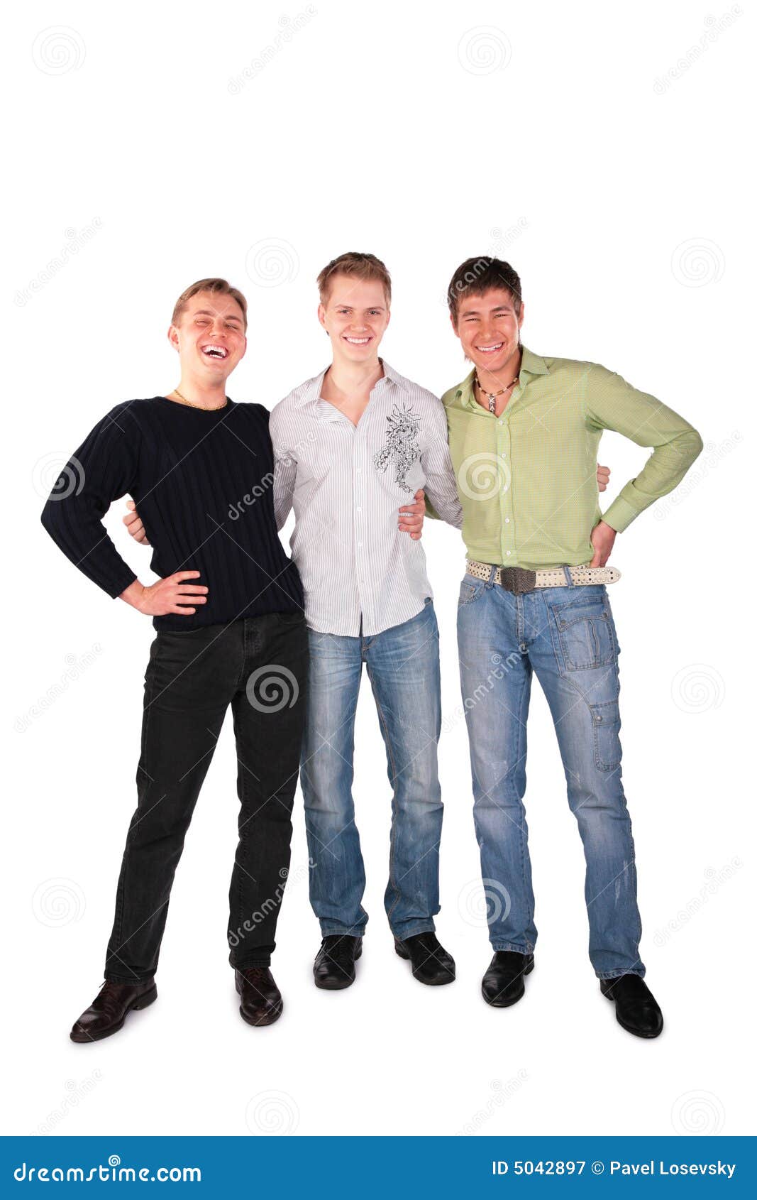 Three Friends Joined Hands And Raised Their Hands Up, Enjoying The View ...