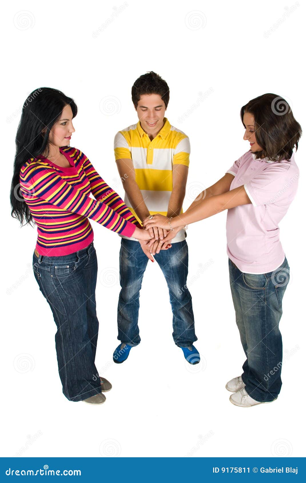 Three friends united stock image. Image of girls, joined - 9175811