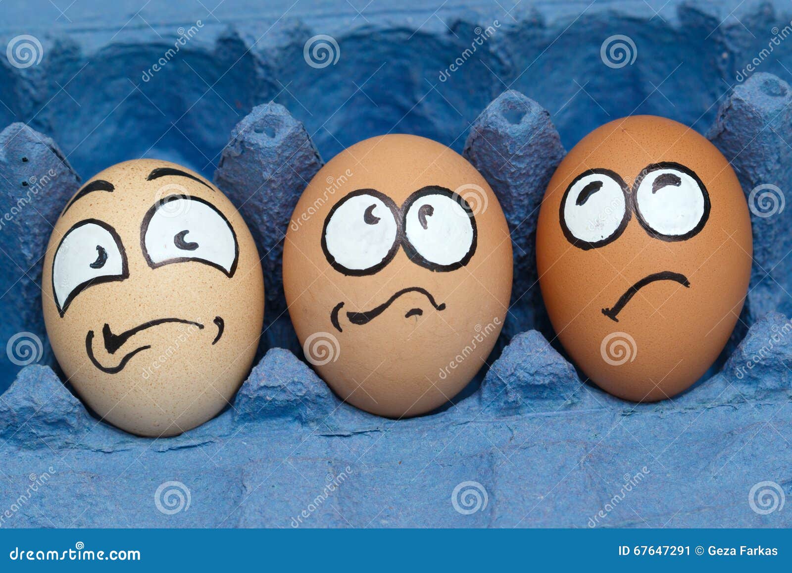 Three Frightened Egg Face Waiting Cooking Stock Image - Image of blue ...