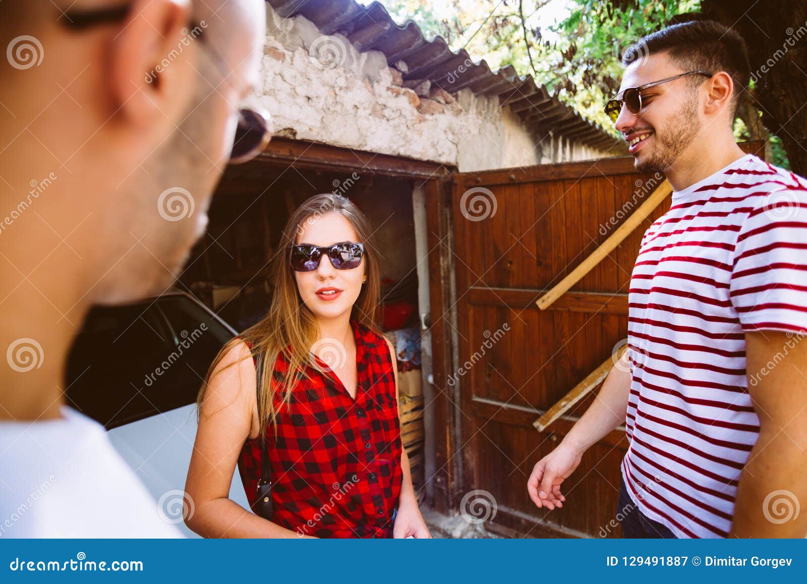 Three Frineds Talking To Each Other Stock Image - Image of couple ...