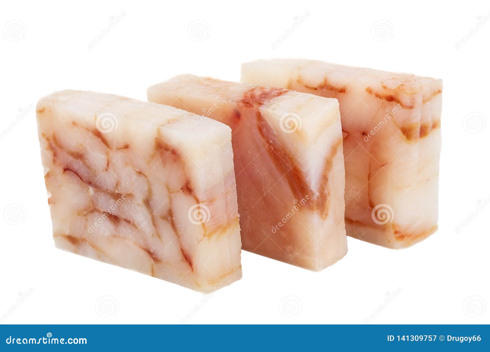 Three Frozen Pressed Pieces of Pollock Fillet Isolated on White Stock ...