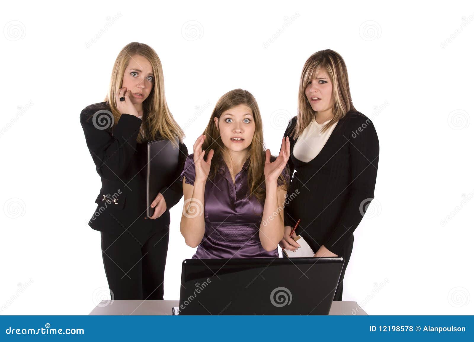 Three Frustrated Women with Computer Stock Photo - Image of adult ...
