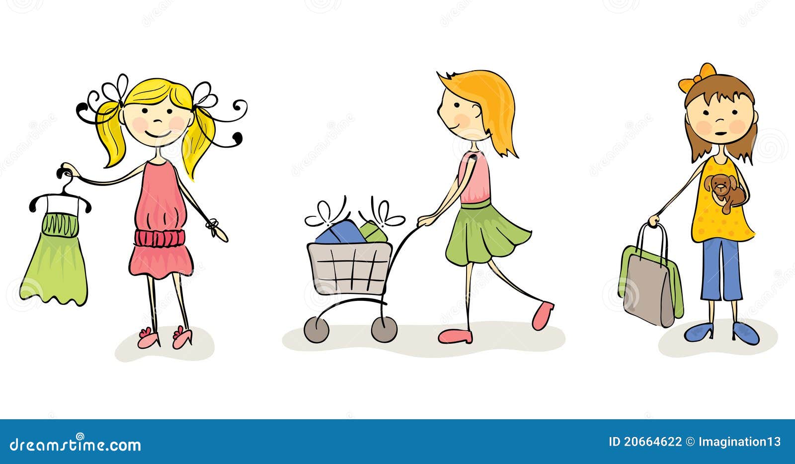 Three Fun Girls Go Shopping Stock Vector - Illustration of cart, blonde ... Three Fun Girls Go Shopping Stock Vector - Illustration of cart, blonde ...