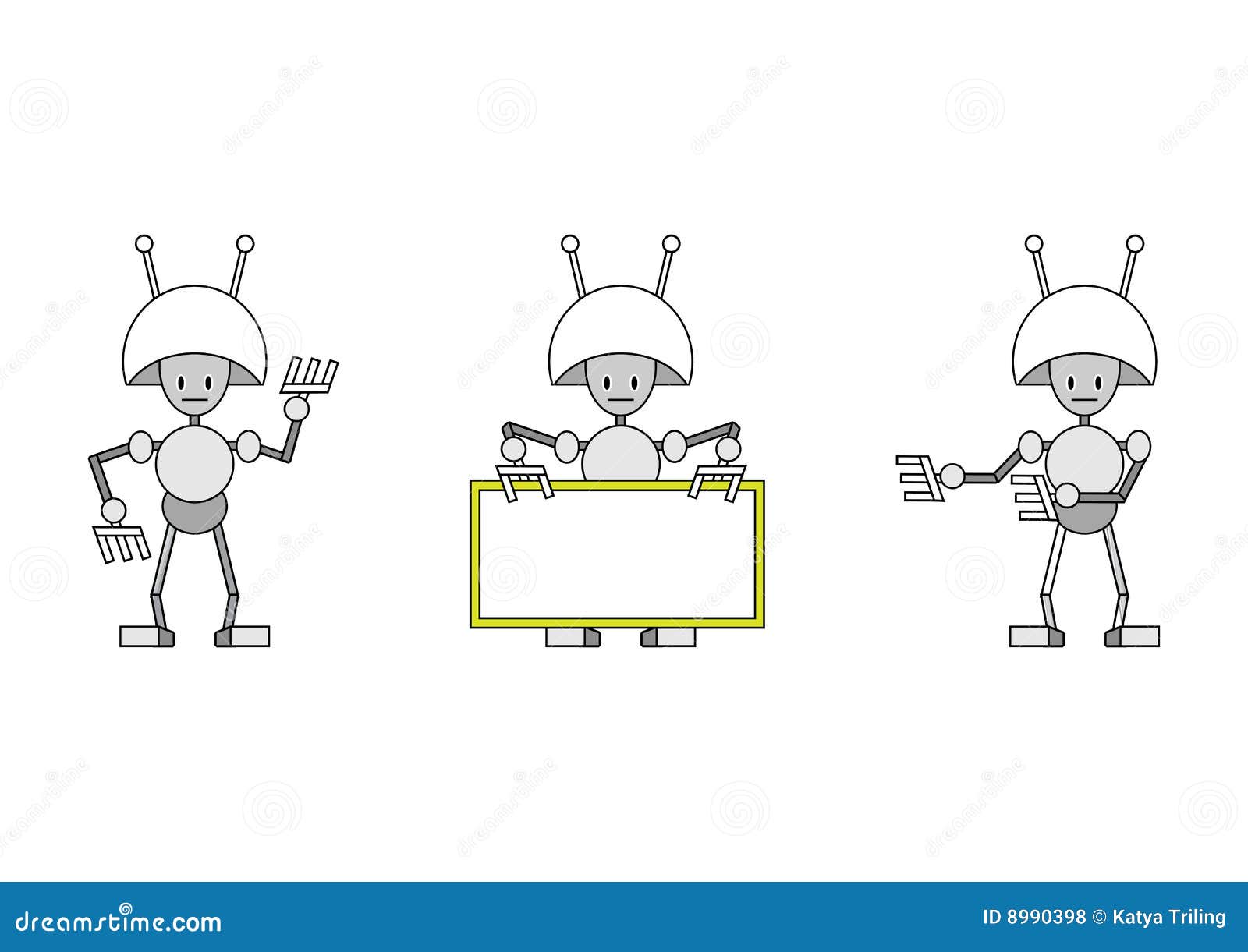 Three funky robots stock vector. Illustration of direction - 8990398