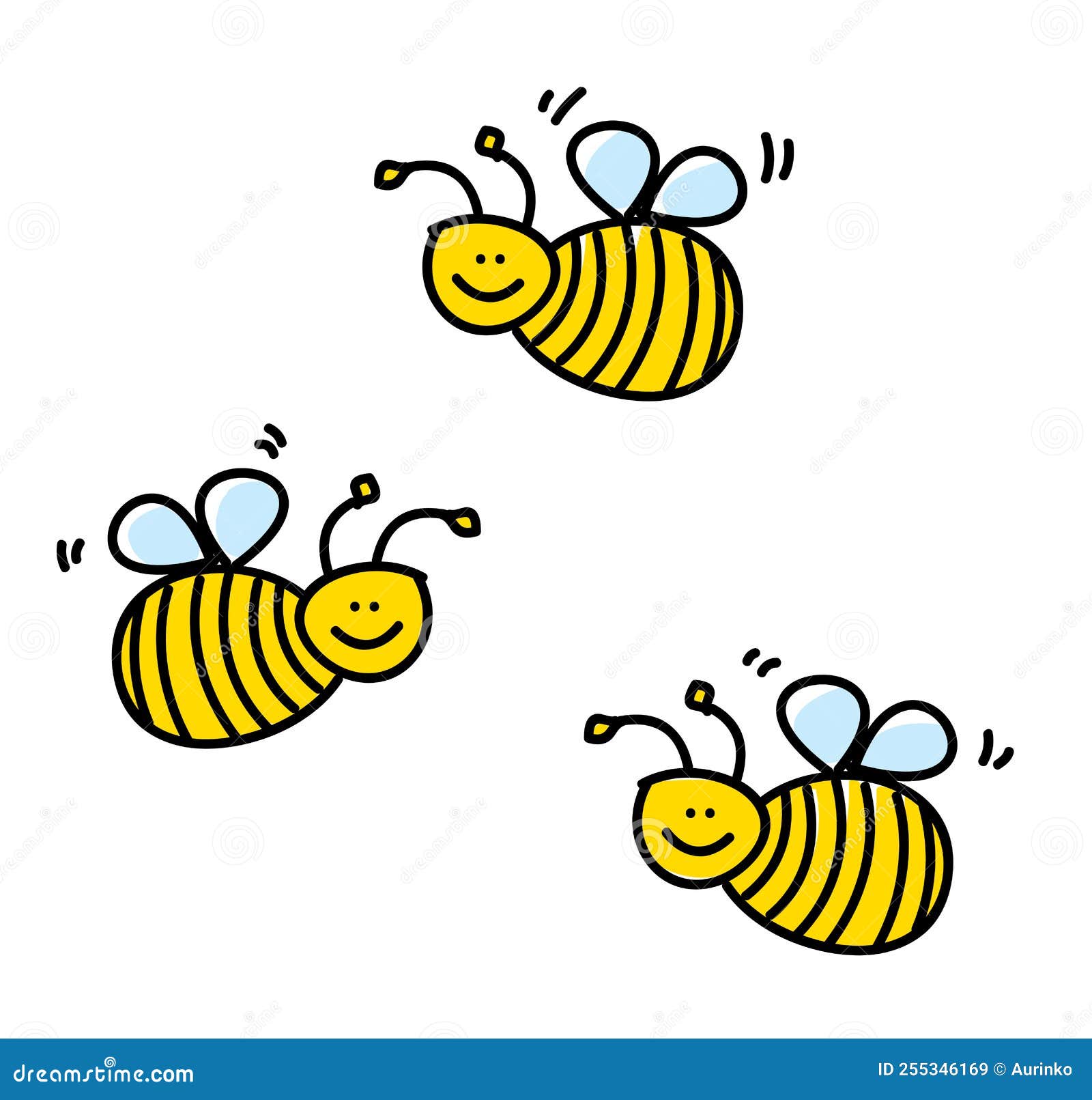 Three Funny Bees Vector Illustration Stock Vector - Illustration of ...