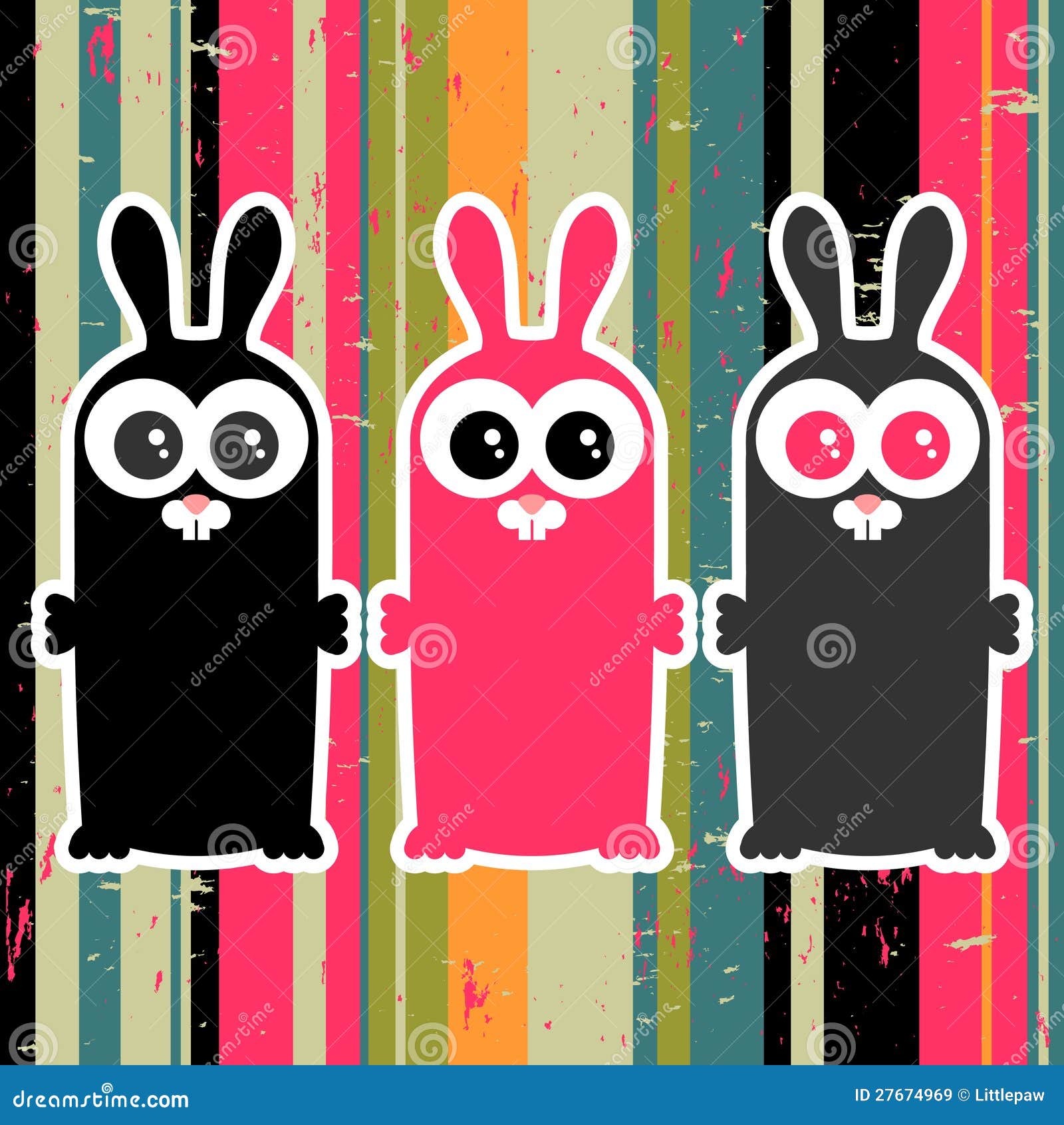 Three funny bunnies stock vector. Illustration of animal - 27674969
