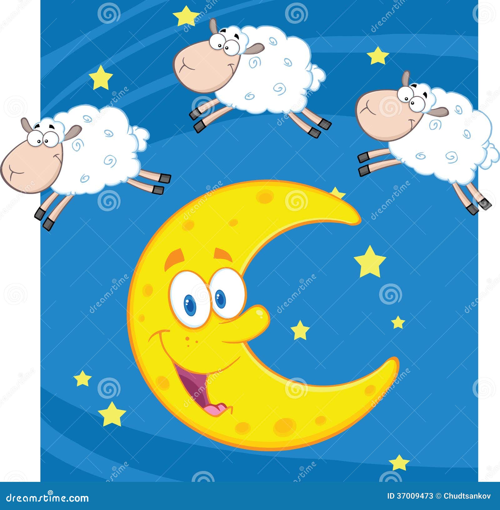 Three Funny Counting Sheep Over a Moon Stock Vector - Illustration of ...