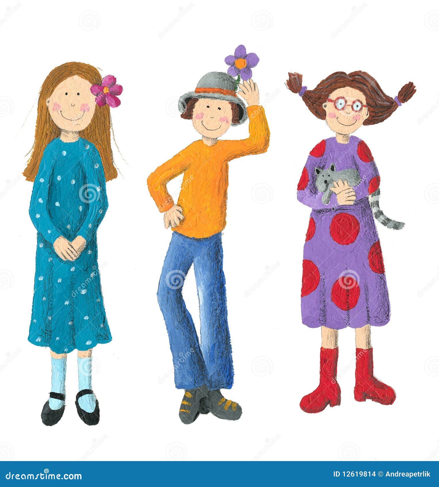 Three Funny Kids stock illustration. Illustration of funny - 12619814