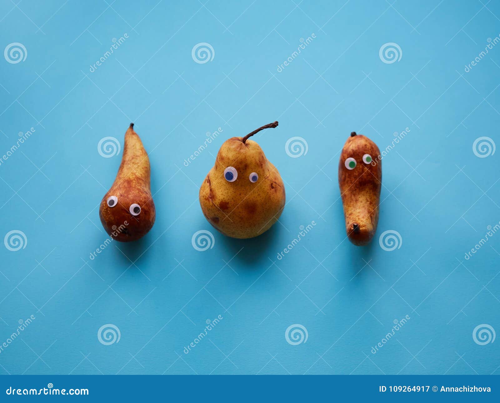 Three Funny Pears with Googly Eyes Stock Image - Image of closeup ...