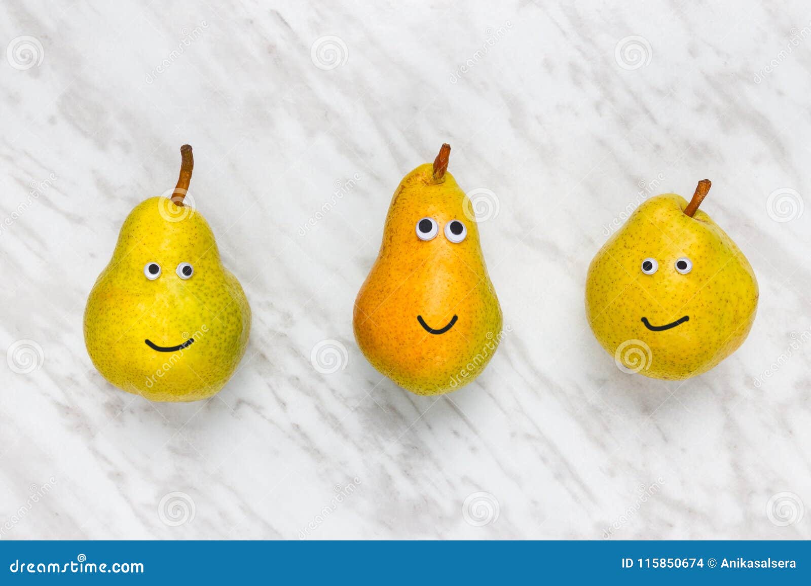 Funny Smiling Pears On Marble Background Stock Photo - Image of healthy ...