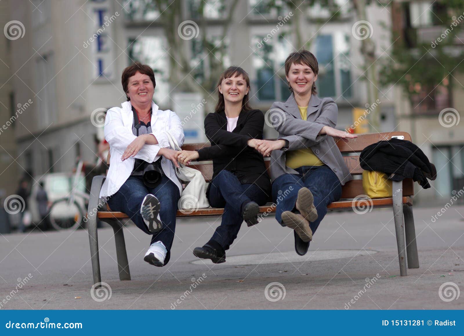 Three funny woman stock image. Image of city, person - 15131281