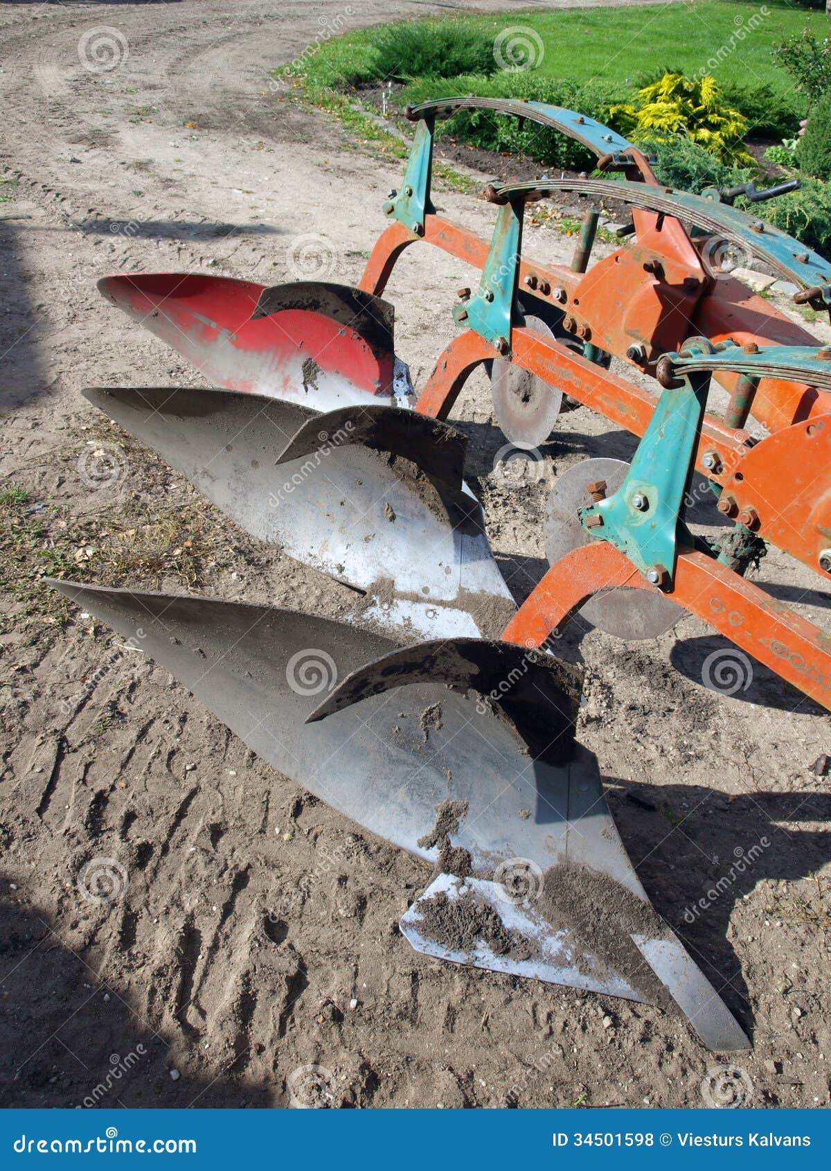 Three furrow plow 2 stock photo. Image of equipment, three - 34501598
