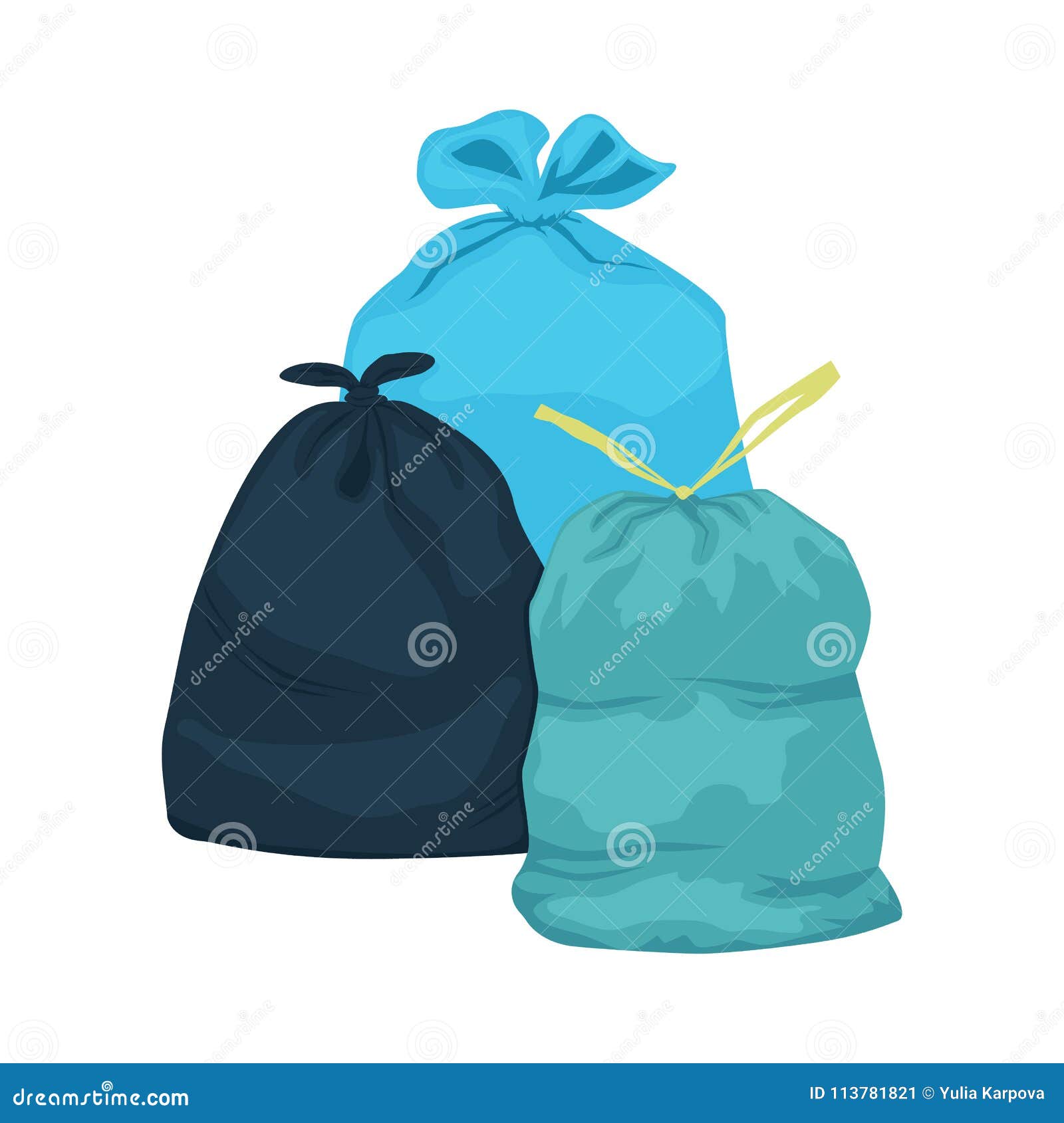 Three Garbage Bins Filled With Assorted Waste, Isolated On Transparent ...