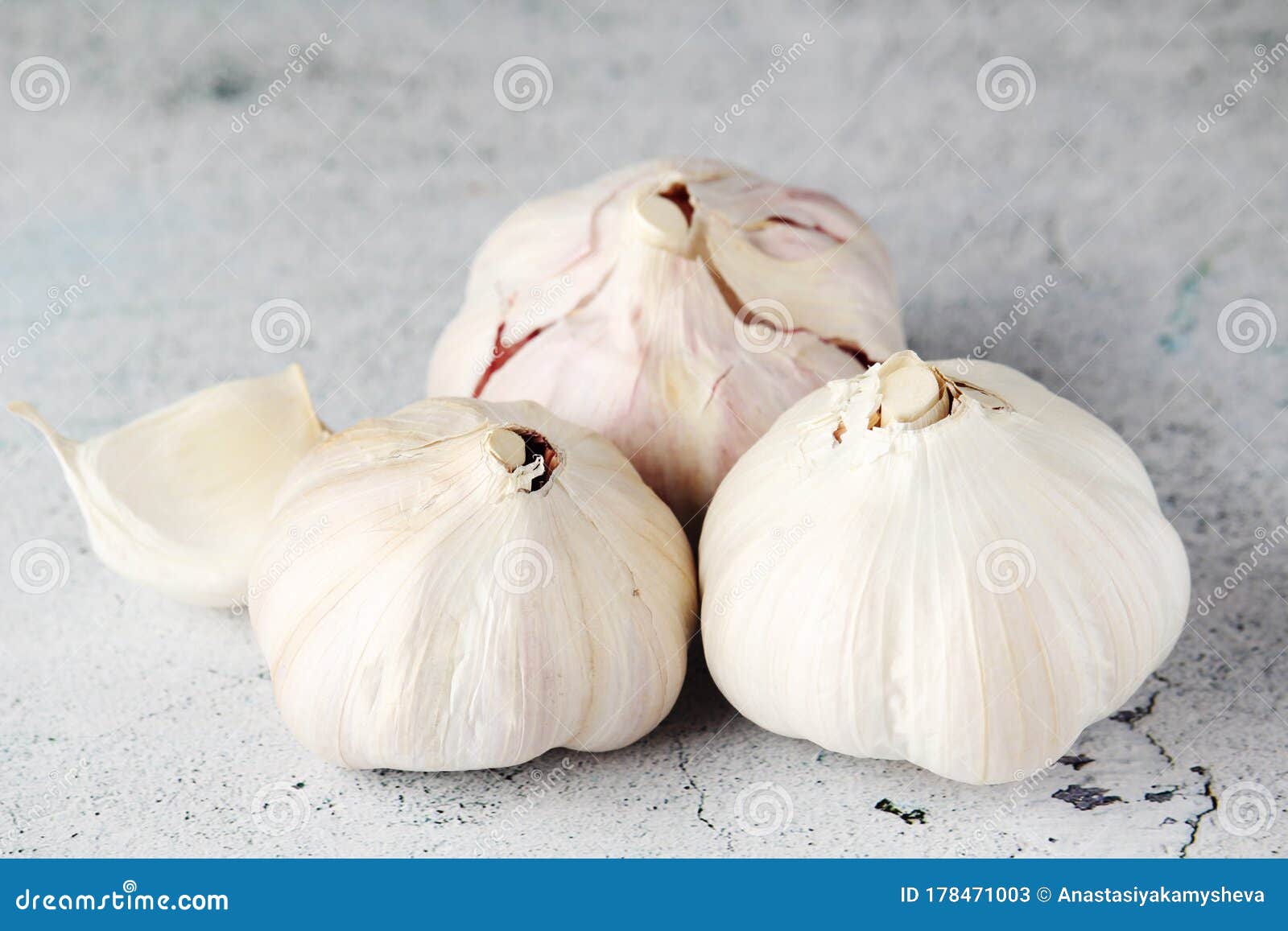 Garlic bulbs stock image. Image of three, plant, condiment - 178471003