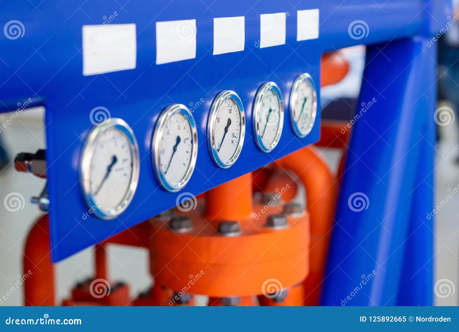 Three Gauge on the Dashboard of Industrial Compressor. Stock Image ...