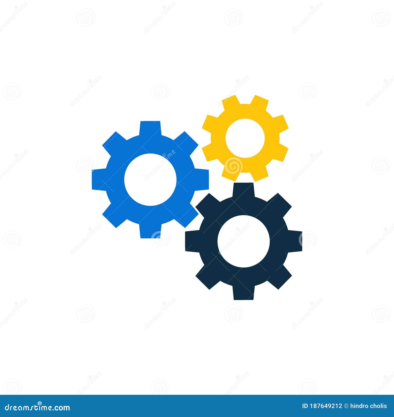 Three Gear Sign Simple Icon on Background. Stock Vector - Illustration ...
