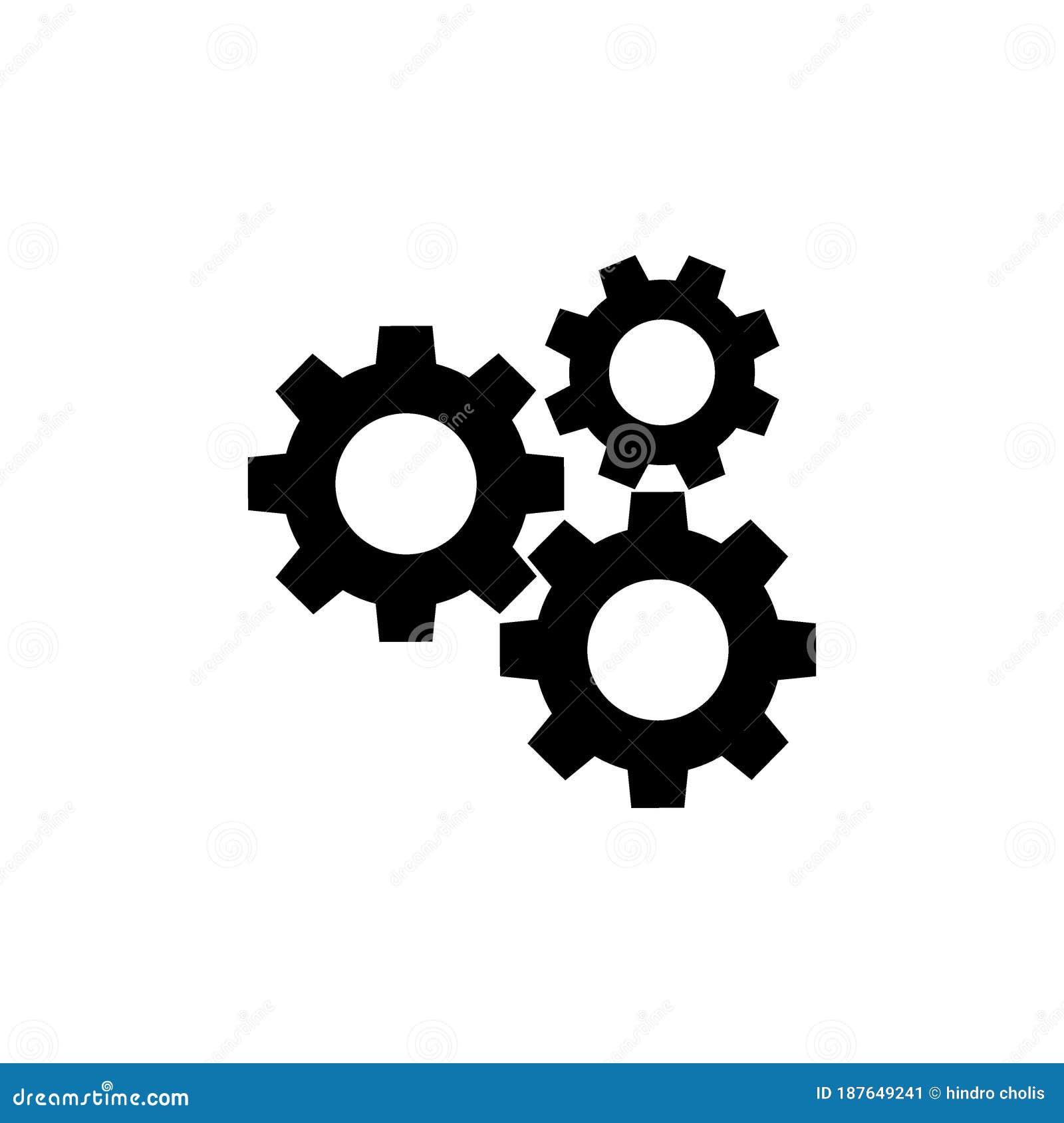 Three Gear Sign Simple Icon on Background. Stock Vector - Illustration ...