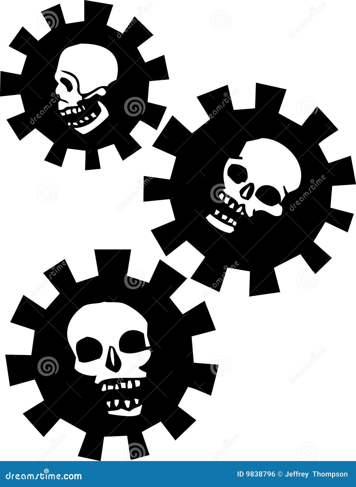 Three Gear Skulls stock vector. Illustration of death - 9838796