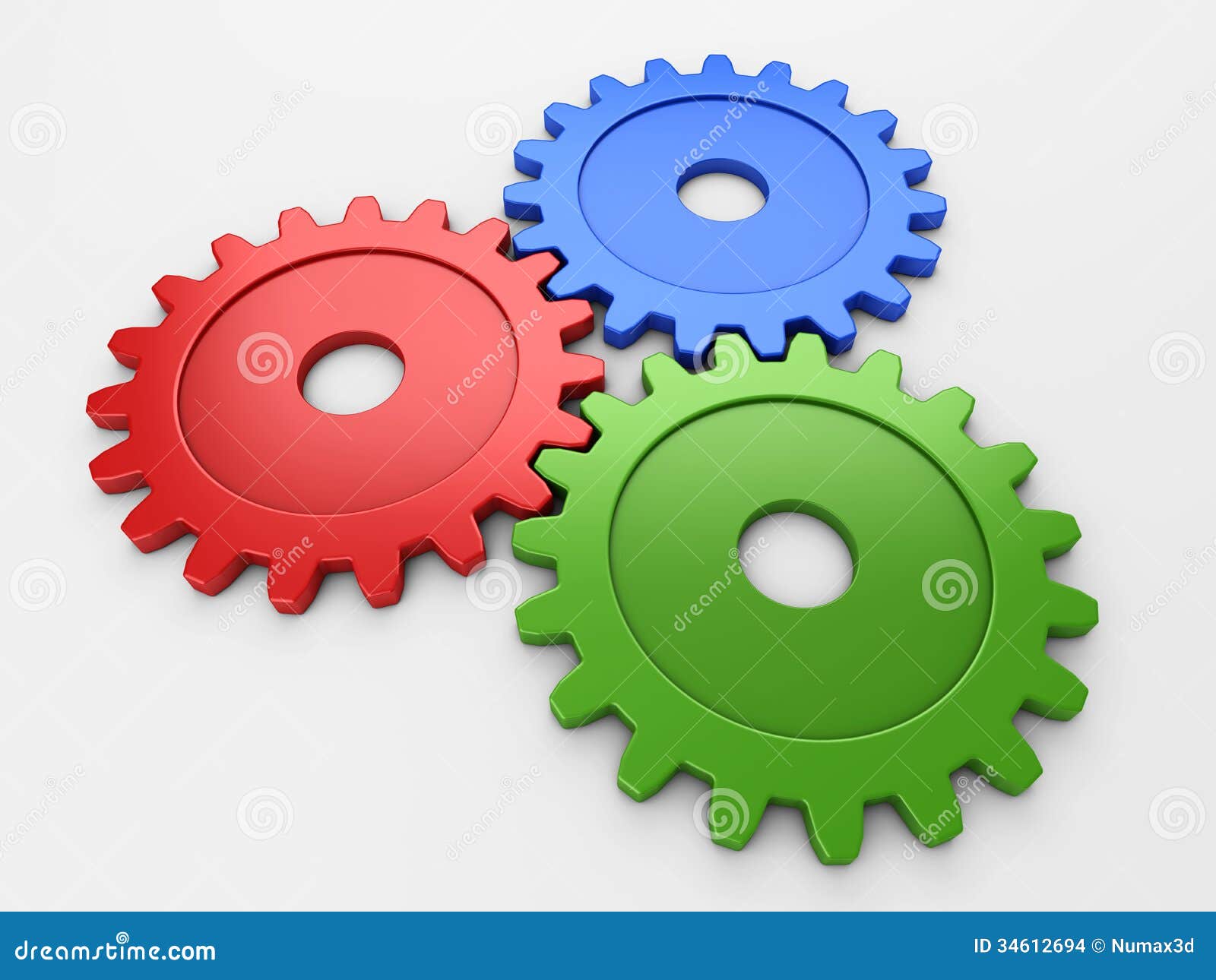 Three Gear Wheels Isolated On Pastel Pink Background. Minimal Teamwork ...