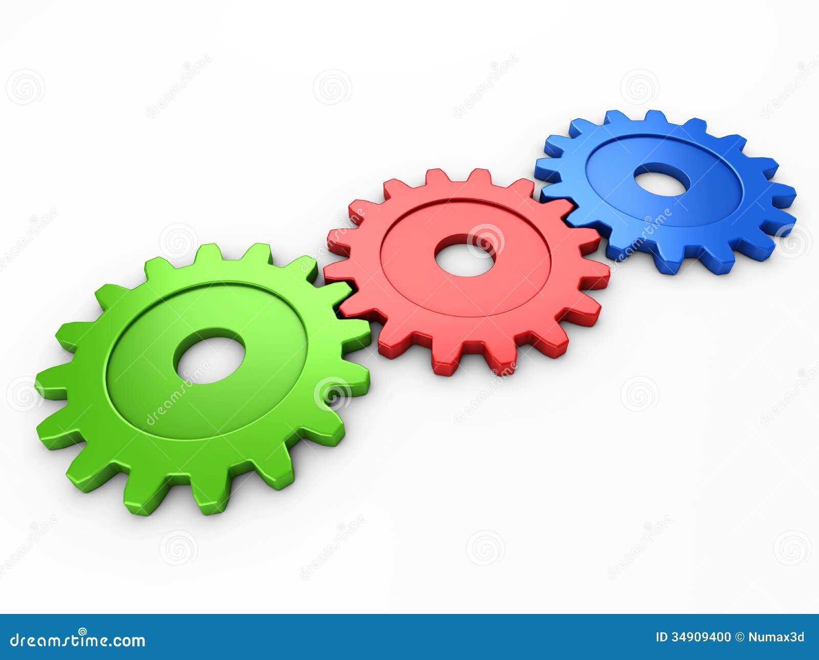 Three Gear Wheels Isolated On Pastel Pink Background. Minimal Teamwork ...