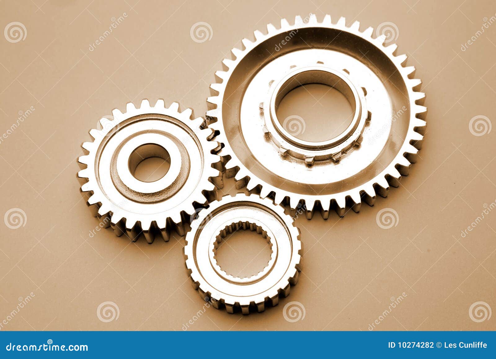 Three gears stock photo. Image of mesh, mechanical, metal - 10274282