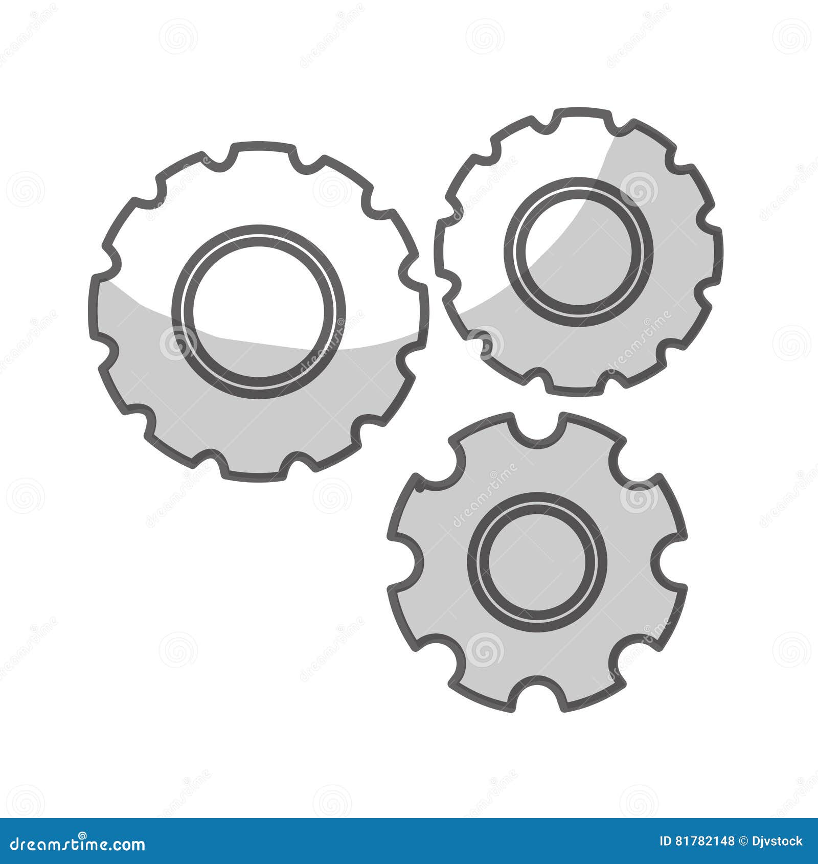 Three gears icon image stock vector. Illustration of communication ...