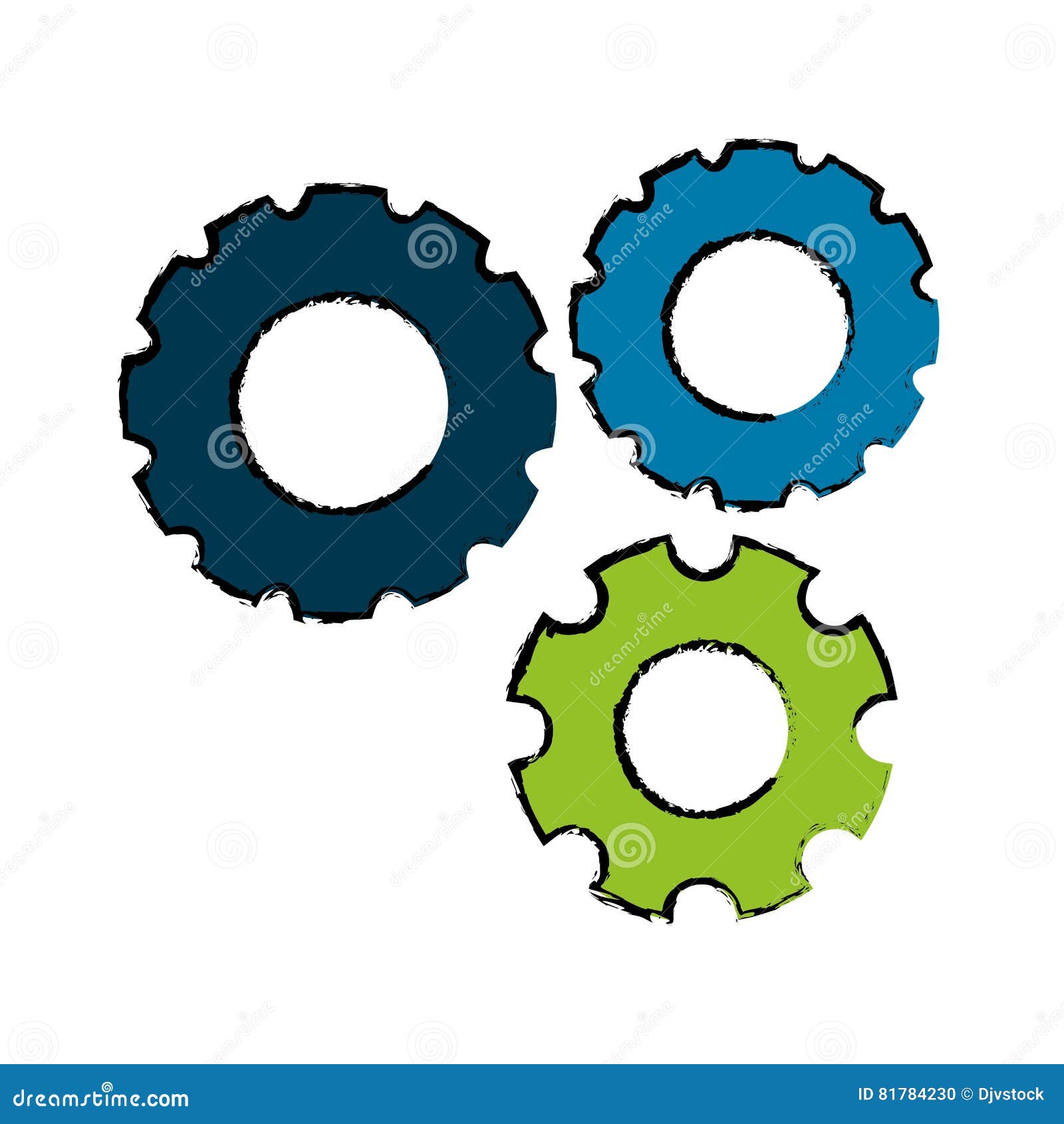 Three gears icon image stock vector. Illustration of gear - 81784230
