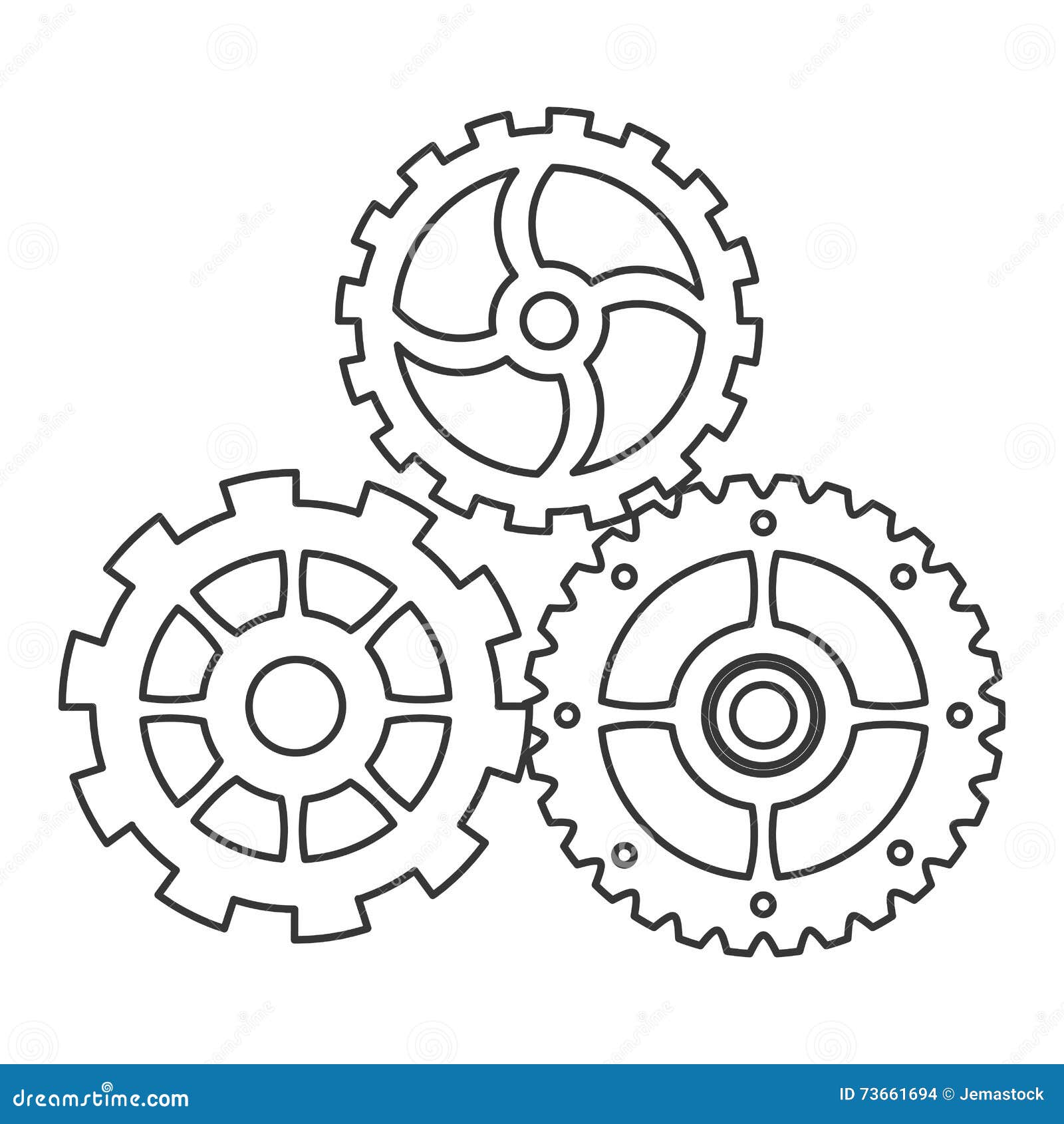 Three gears icon stock illustration. Illustration of icon - 73661694