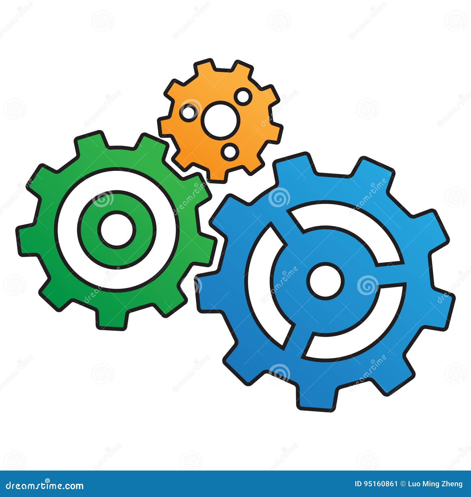 Three Gears Of Different Shapes And Sizes Are Connected To Each Other ...
