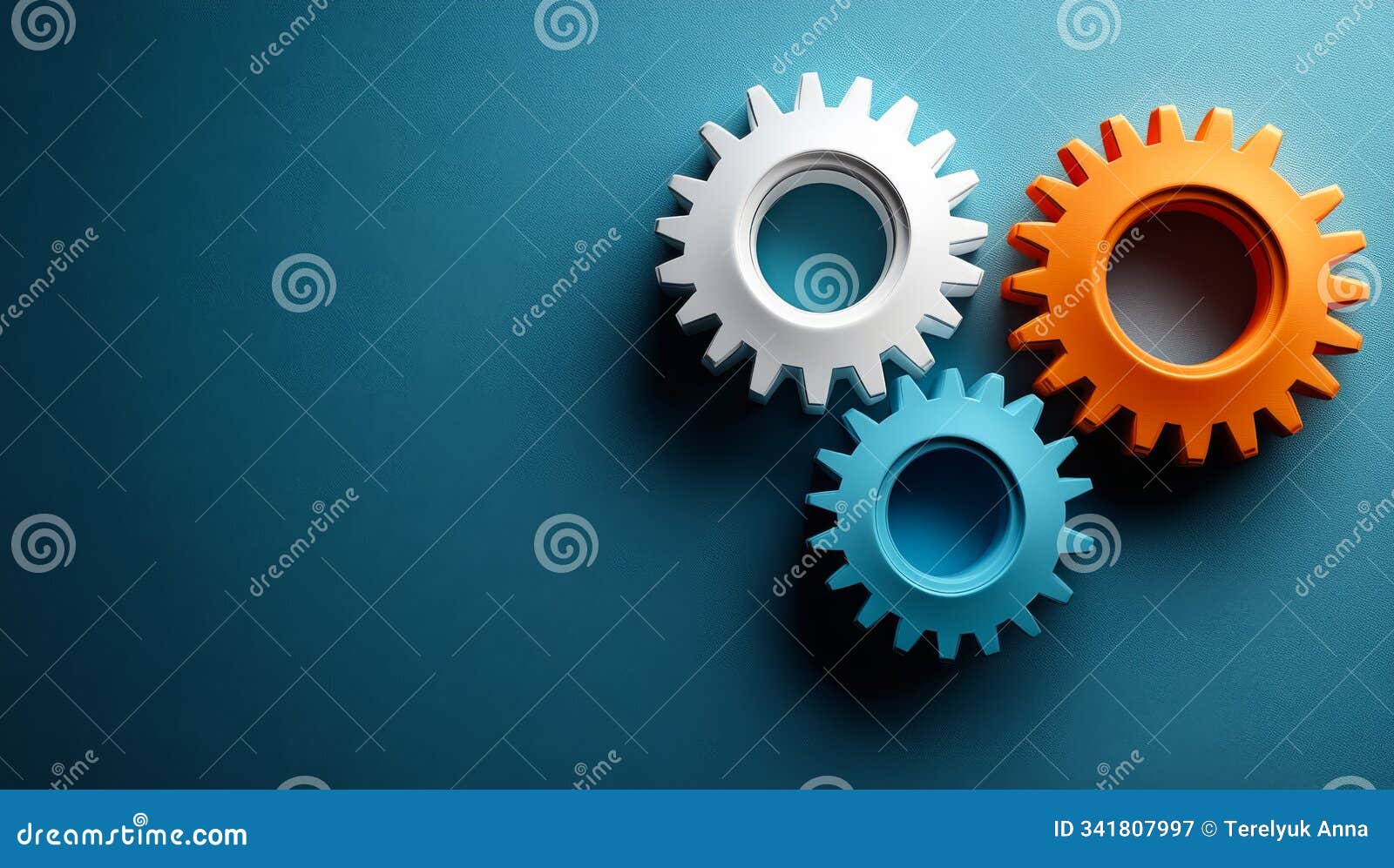 Three Gears are Shown on a Blue Background Stock Image - Image of ...