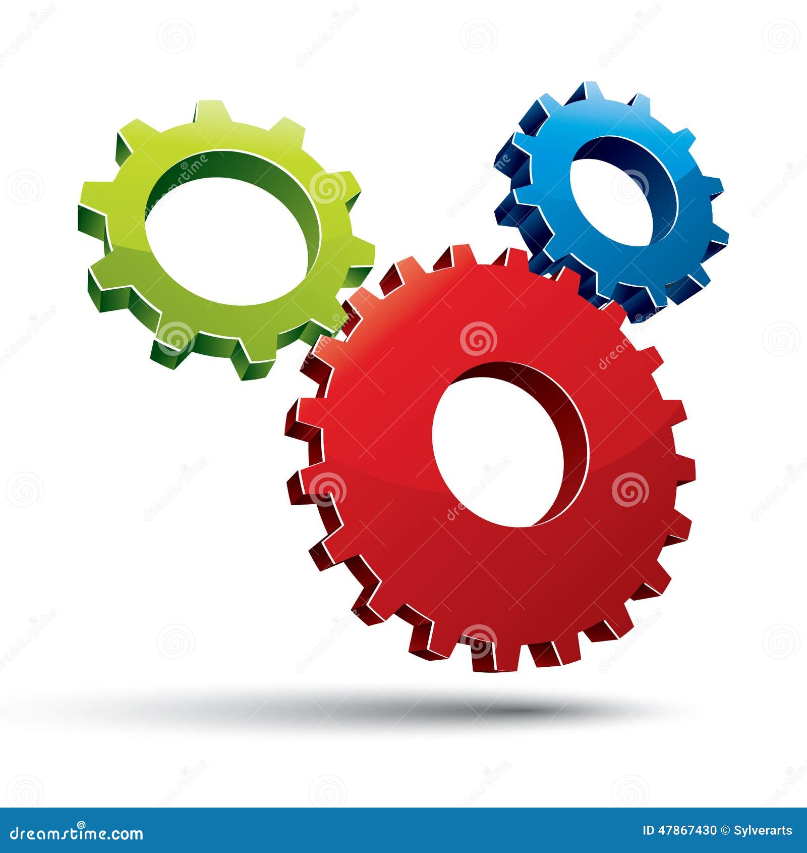 Three gears system. stock vector. Illustration of blue - 47867430