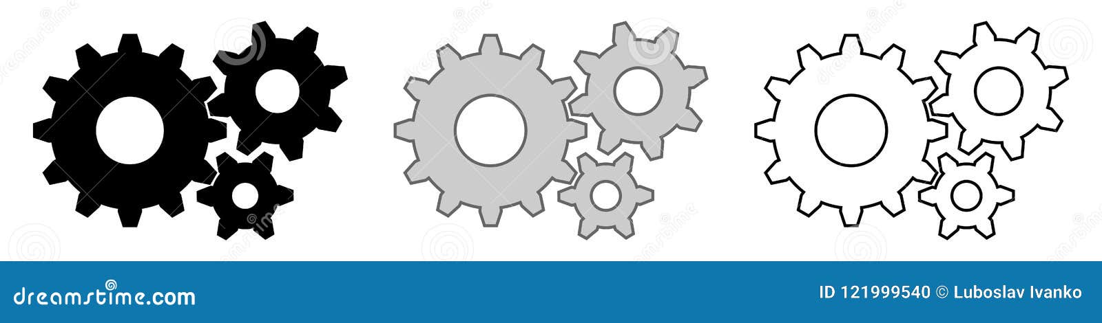 Three Gears 12, 8 and 6 Teeth. Black Gray and White Version, C Stock ...