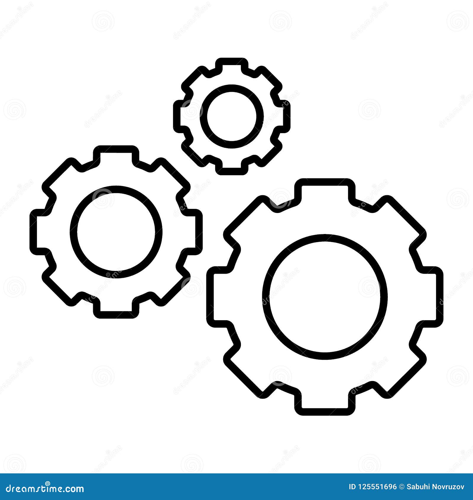 Three Gears Thin Line Icon. Cogwheels Vector Illustration Isolated on ...