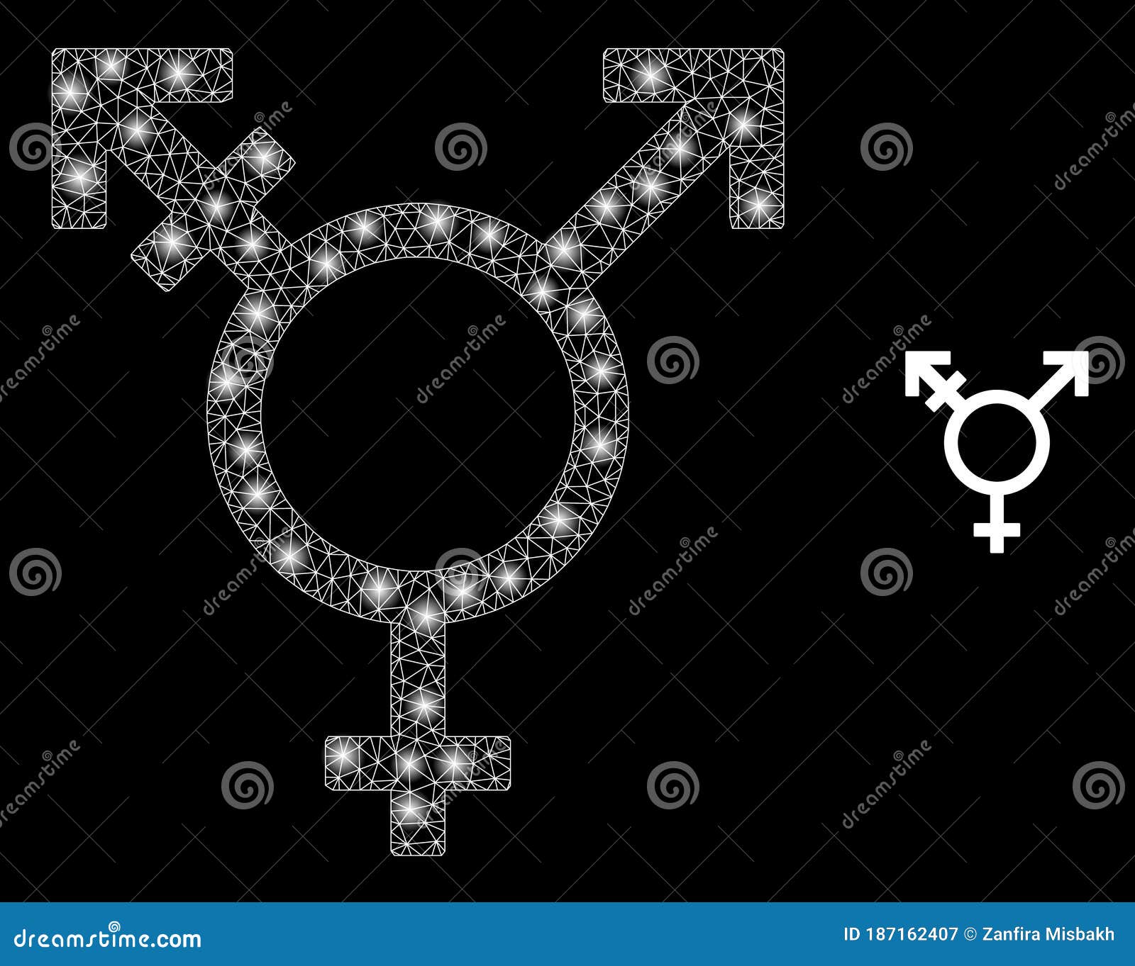 Three Gender Symbol - Bright Web Mesh with Light Spots Stock Vector ...