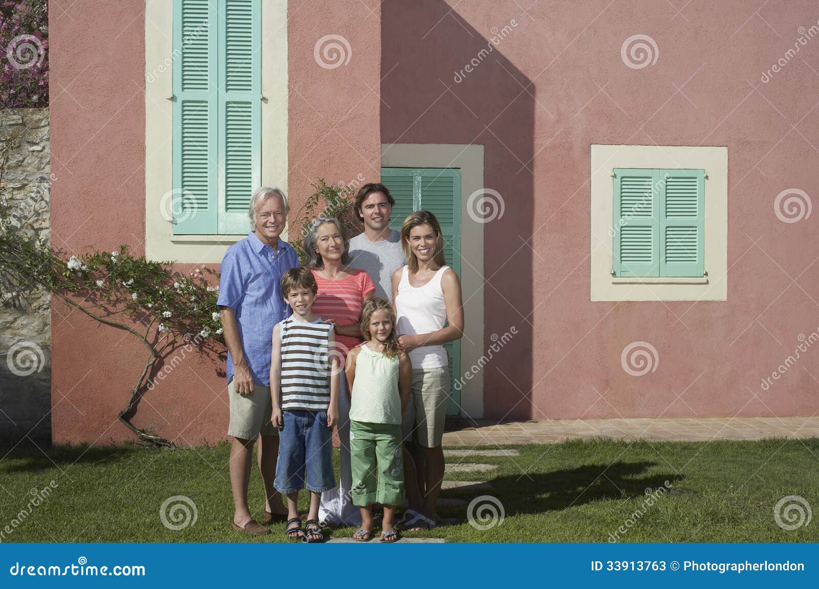 Three Generation Family in Front of House Stock Image - Image of ...