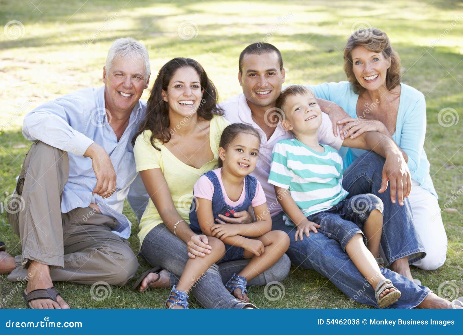 Three Generation Family Relaxing in Summer Park Stock Photo - Image of ...