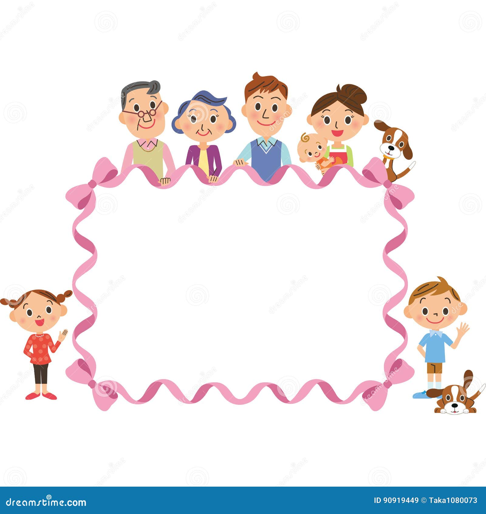 Three-generation Family and Ribbon Frame Stock Vector - Illustration of ...