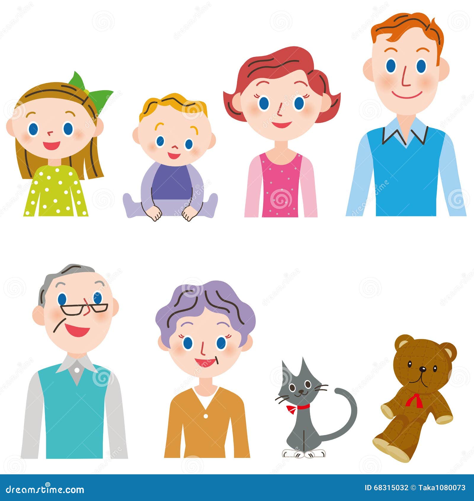 Three-generation Family Who Goes To The Shinto Shrine Cartoon Vector ...