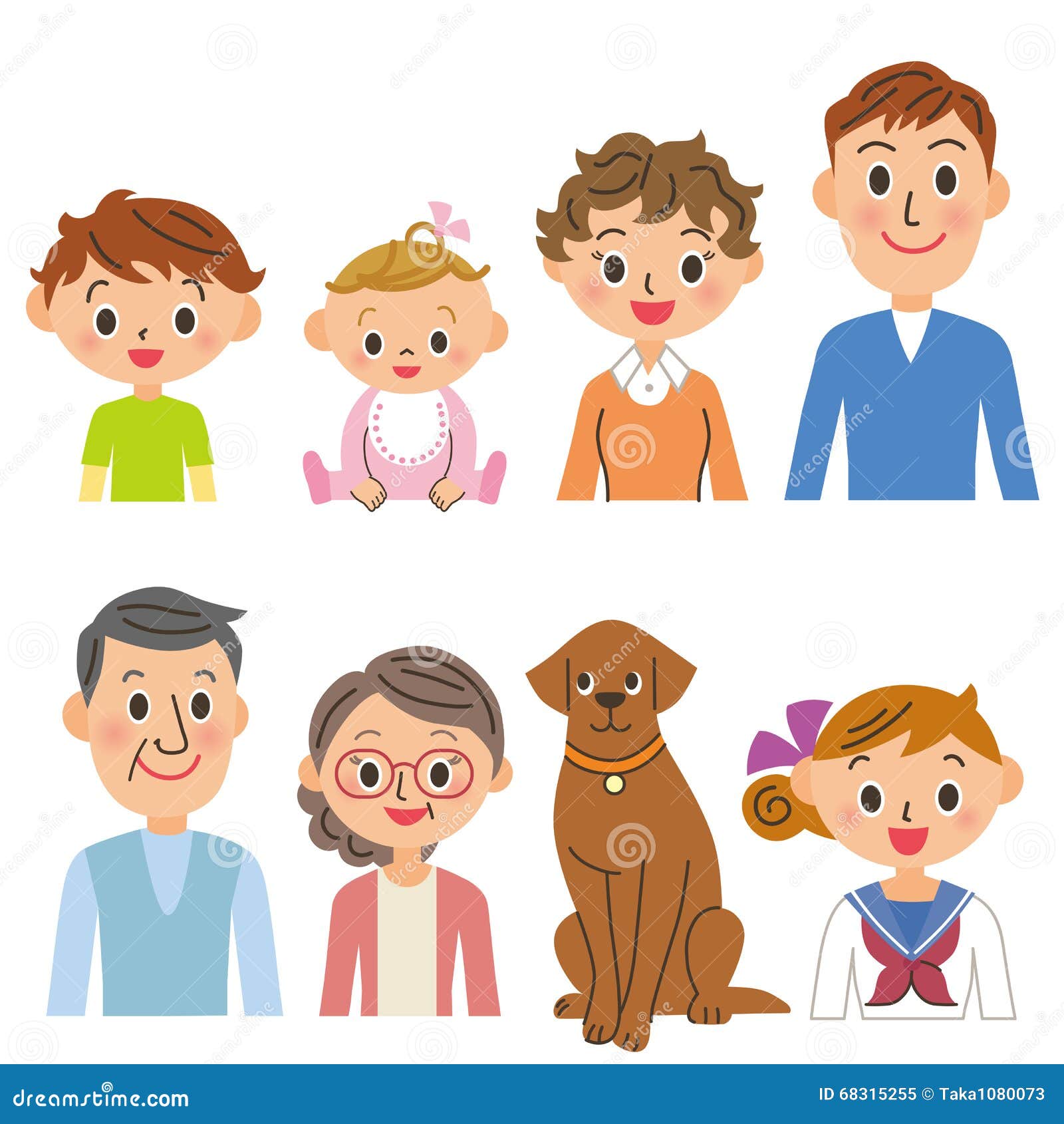 Three-generation Family Set Stock Vector - Illustration of body, white ...