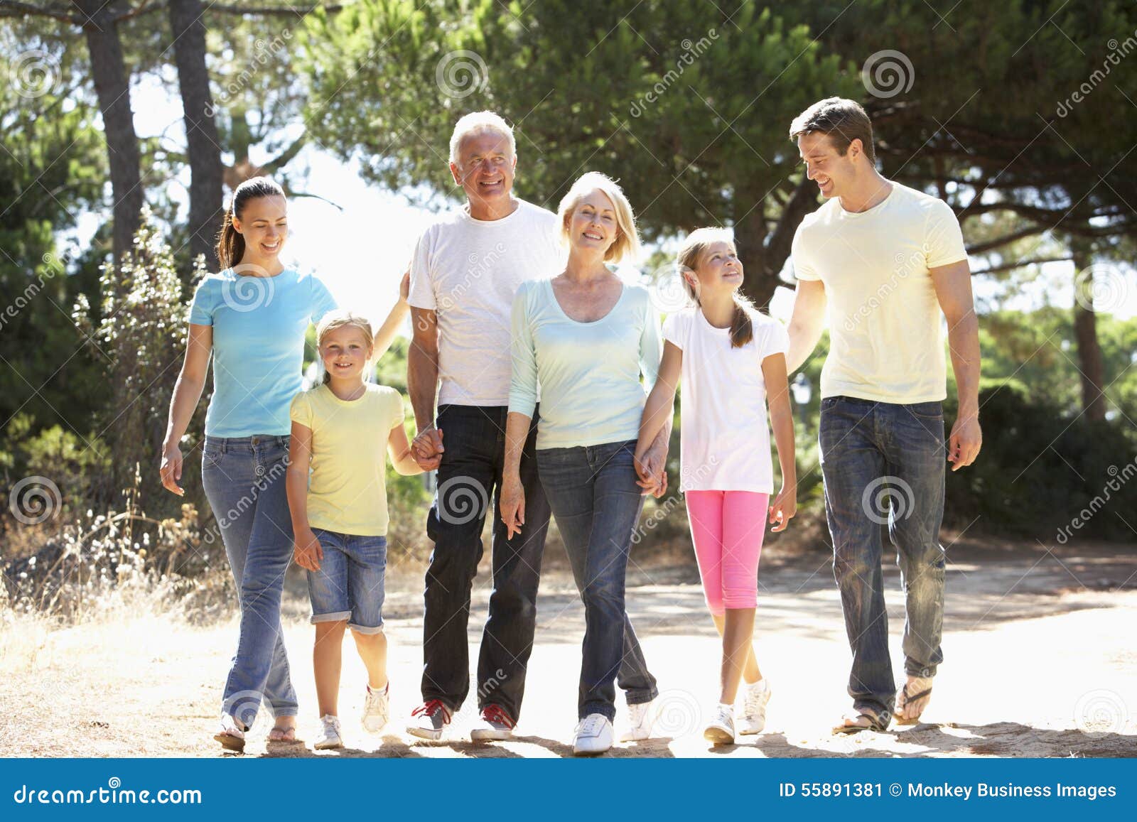 Three Generation Family on Summer Countryside Walk Together Stock Image ...
