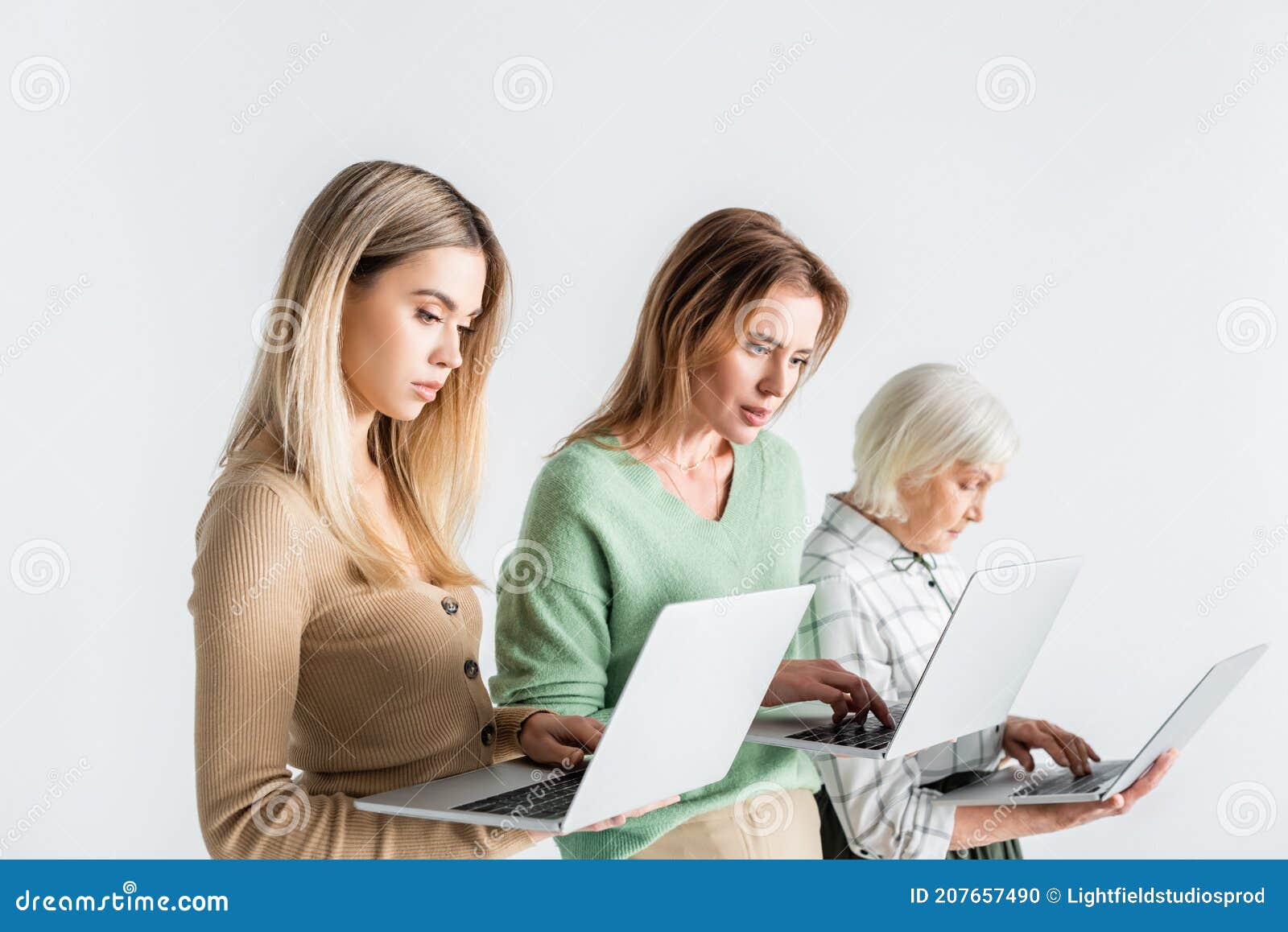 Three Generation of Pleased Women Isolated Stock Photo - Image of ...