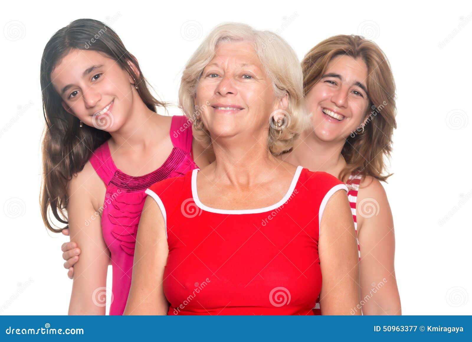 Three Generations of Hispanic Women Smiling Stock Image - Image of ...