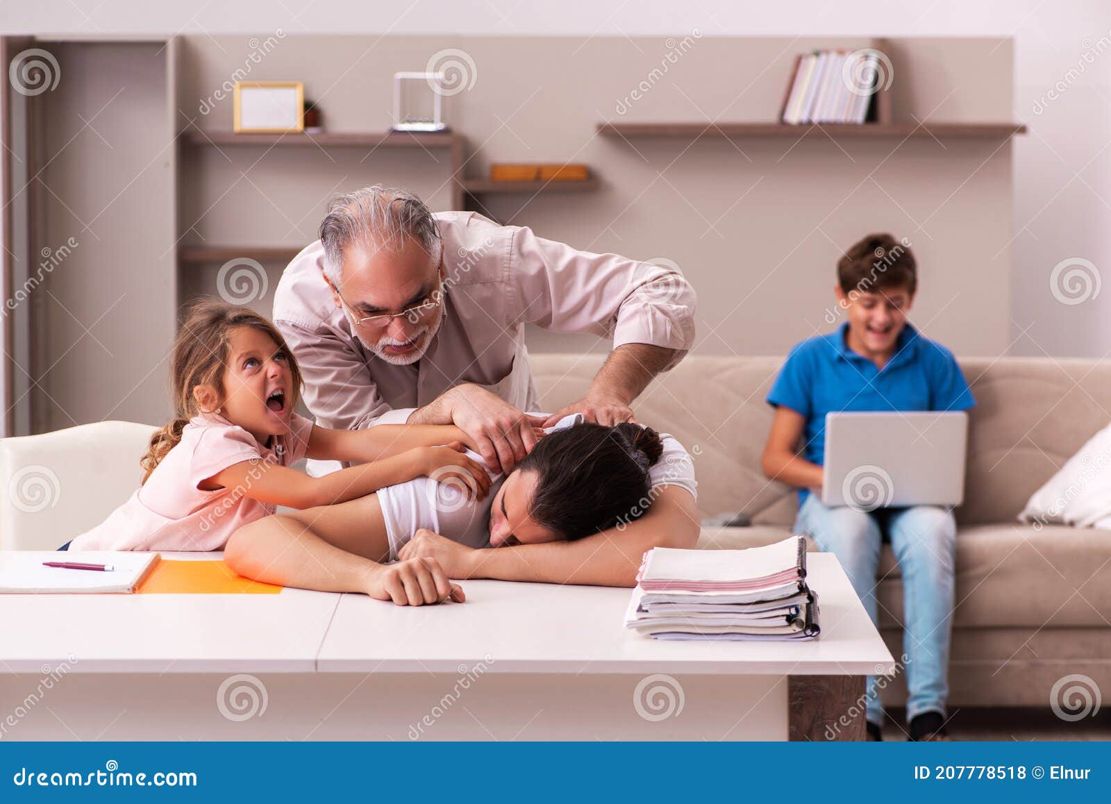 Three Generations at Home during Pandemic Stock Photo - Image of home ...