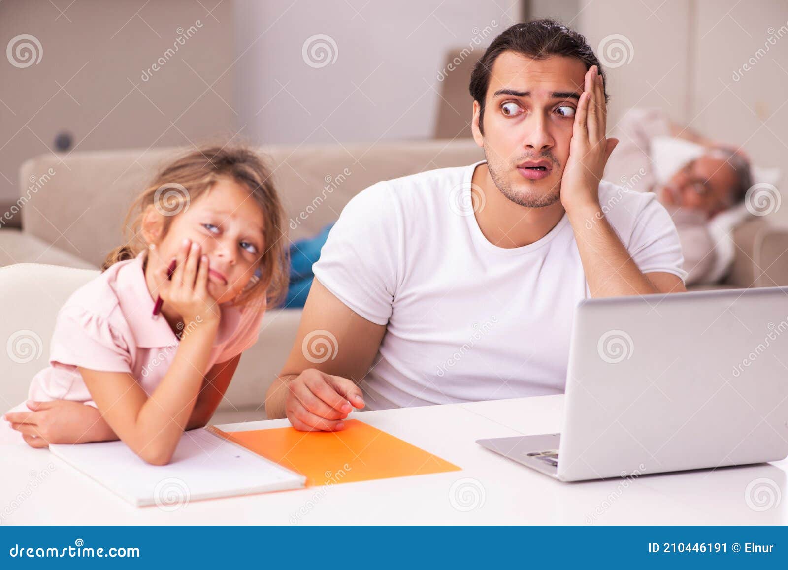 Three Generations at Home during Pandemic Stock Image - Image of ...