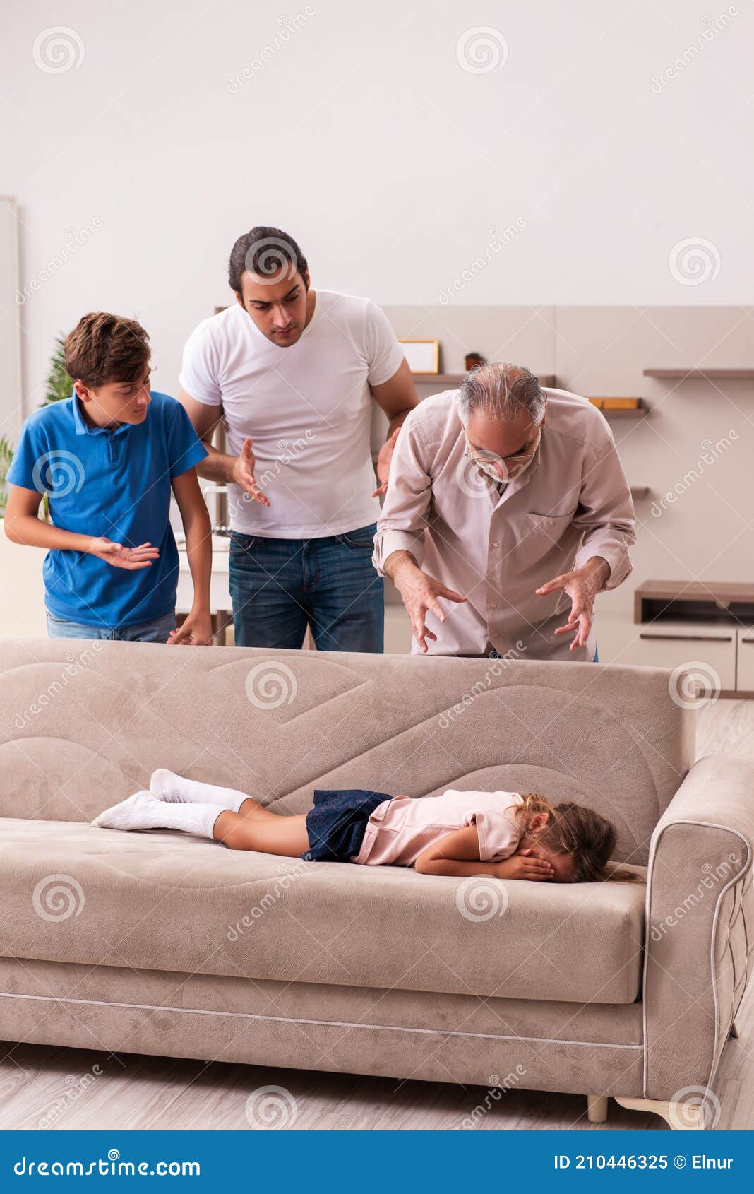 Three Generations at Home during Pandemic Stock Image - Image of ...