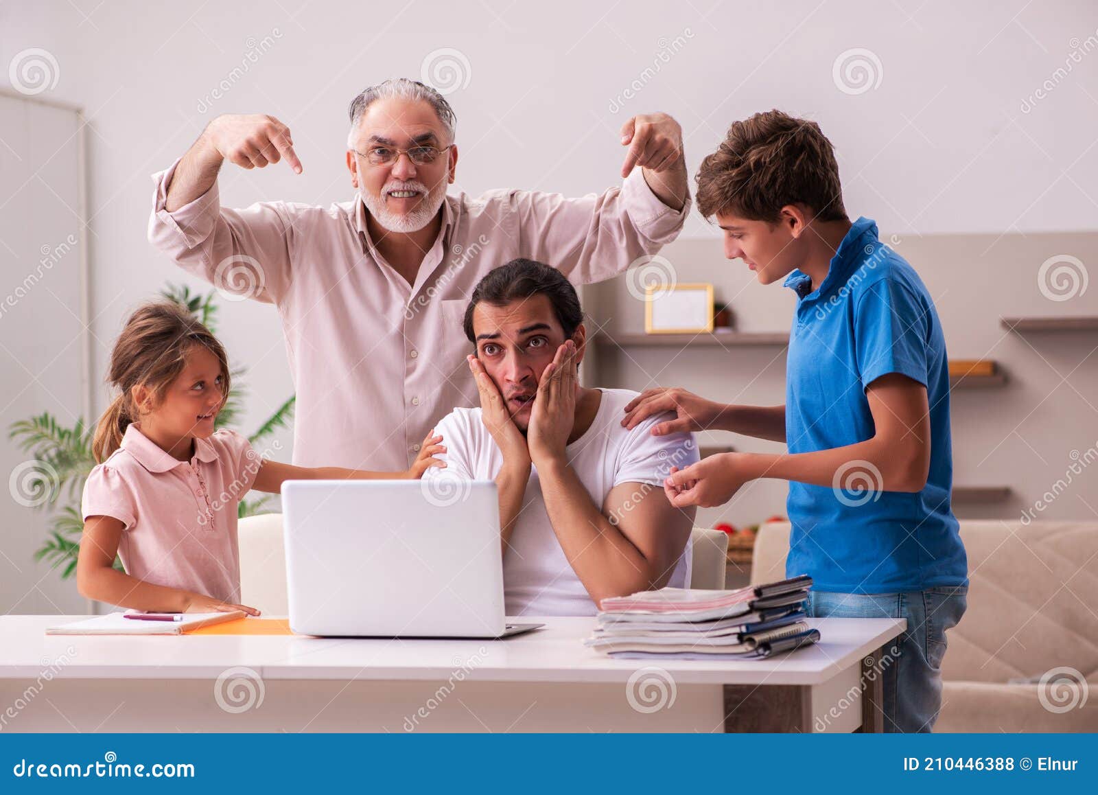 Three Generations at Home during Pandemic Stock Photo - Image of ...