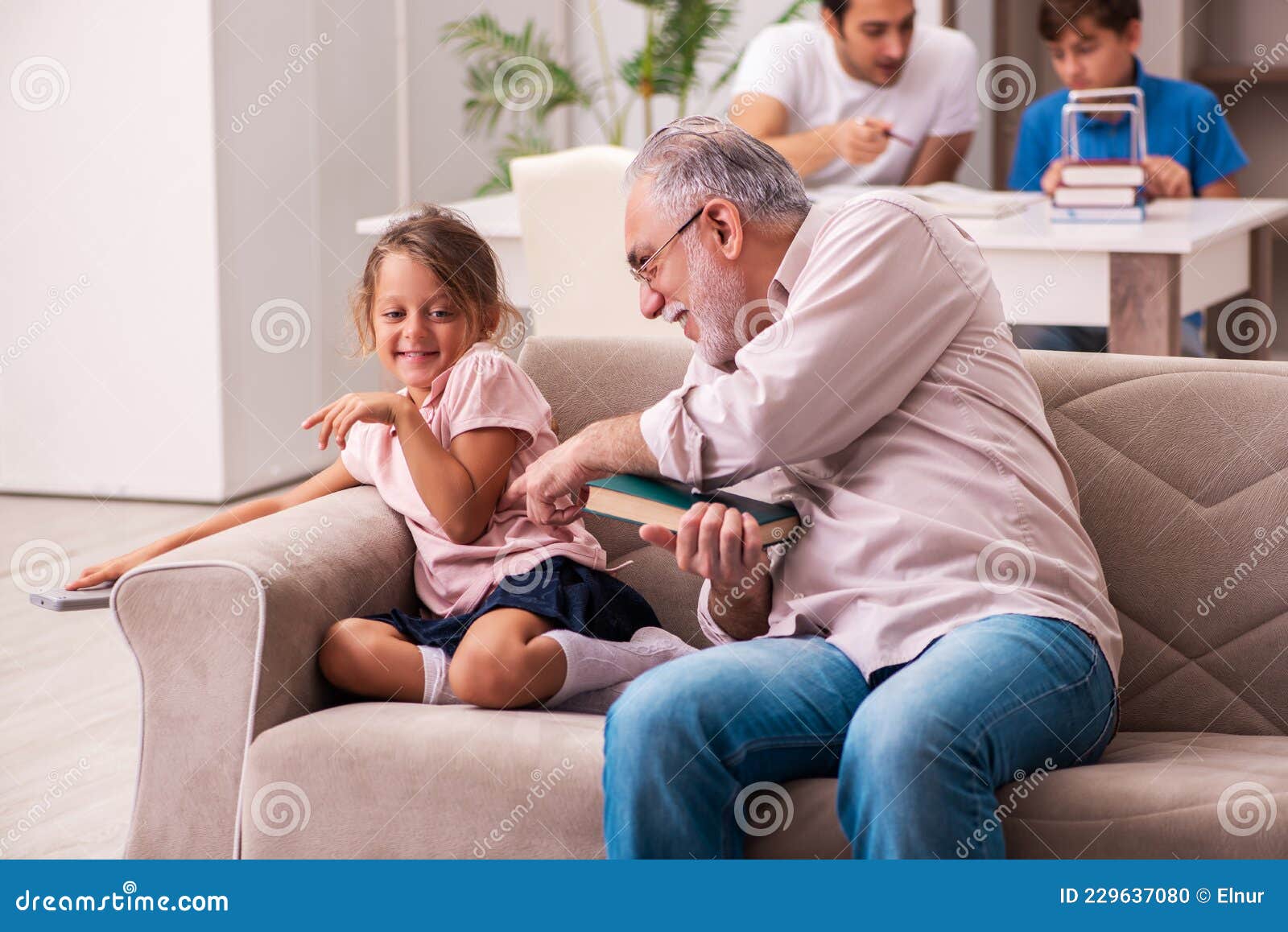 Three Generations at Home during Pandemic Stock Photo - Image of ...