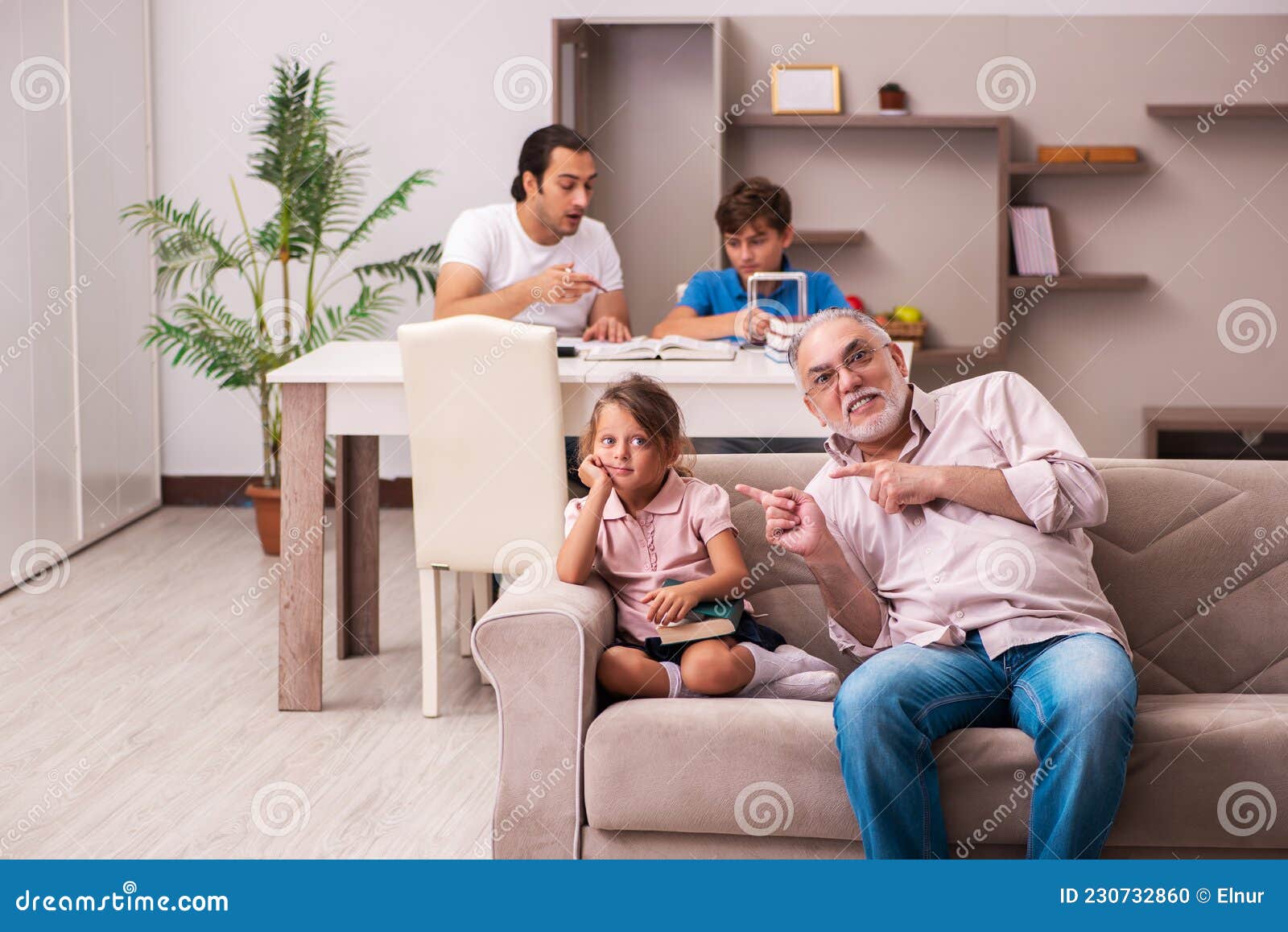 Three Generations at Home during Pandemic Stock Photo - Image of ...