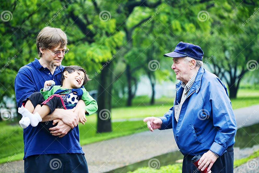 Three Generations Interacting Stock Image - Image of forties ...