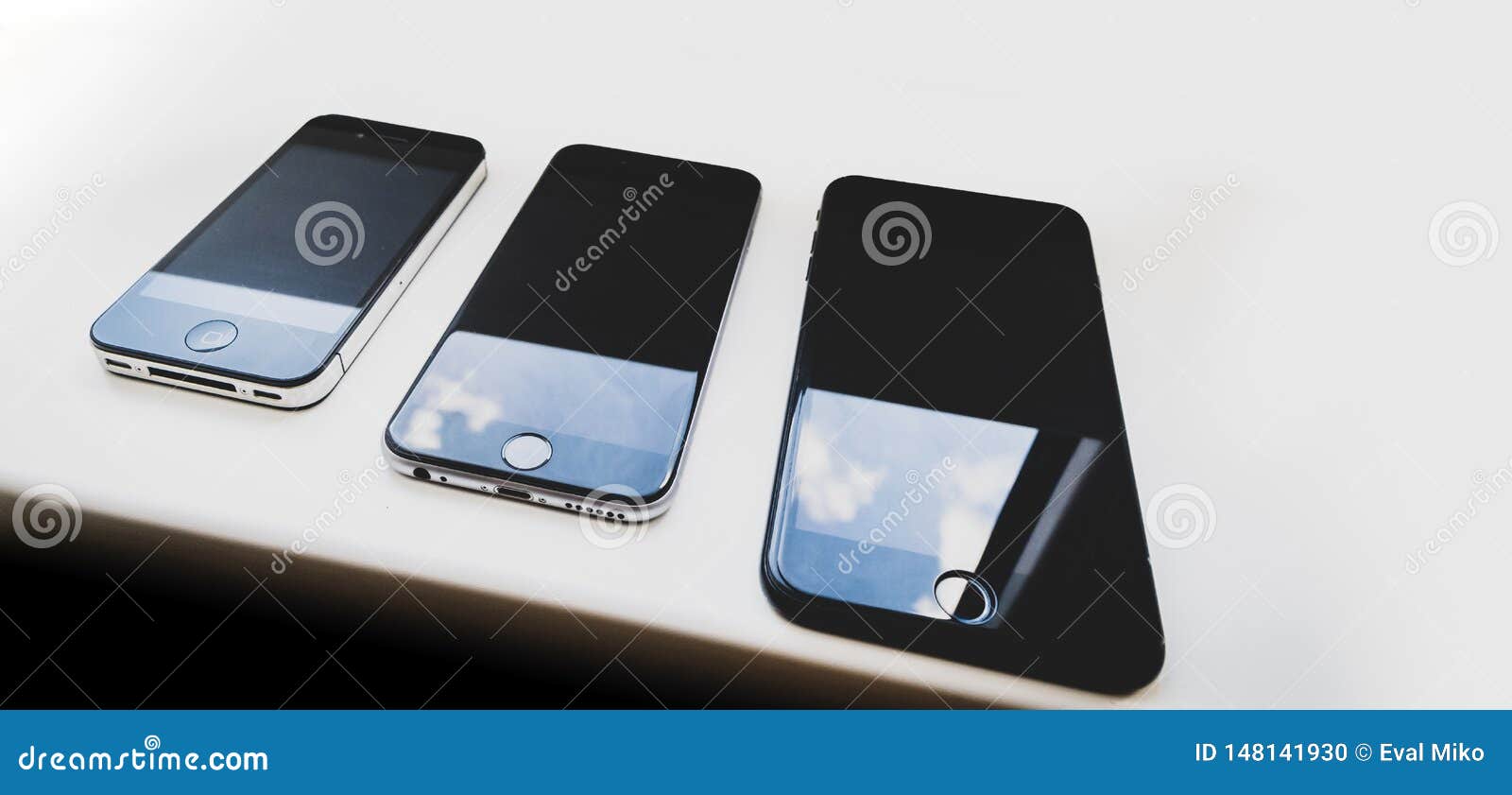 Three Generations of Iphones Stock Photo - Image of cellphone, shape ...